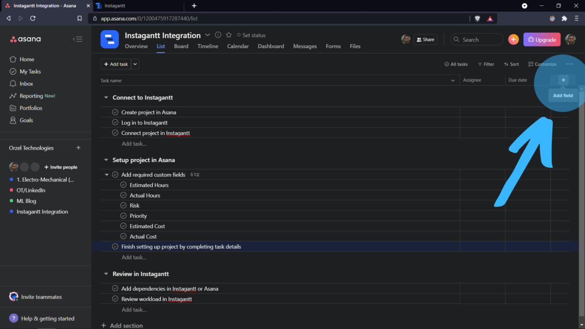 How to Use Asana's Custom Fields in Instagantt - Orzel Technologies